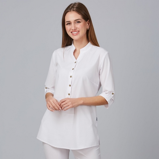 Chemisier femme col mao Vinca Gary’s léger et stretch